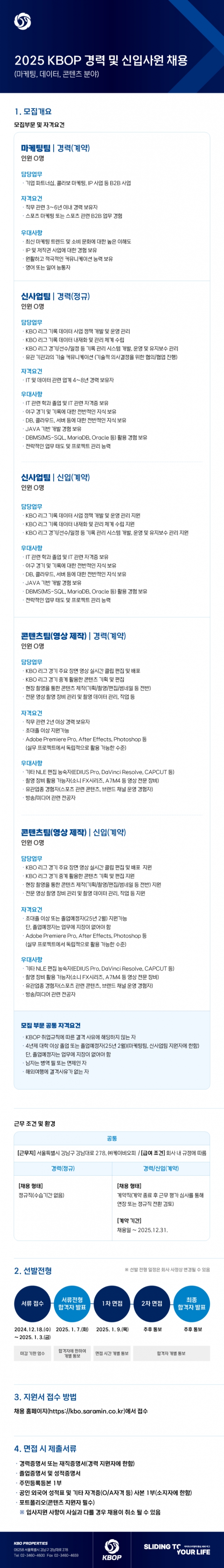 2025 KBO & KBOP 경력 및 신입사원 공개 채용 '인원 O명' - 머니투데이