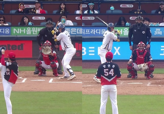 한국인 유일 스위치히터, 한 투수 상대 '1회 우타석→5회 좌타석' 진기명기... "낯설게 느껴져" 고백 [창원 현장] - 머니투데이