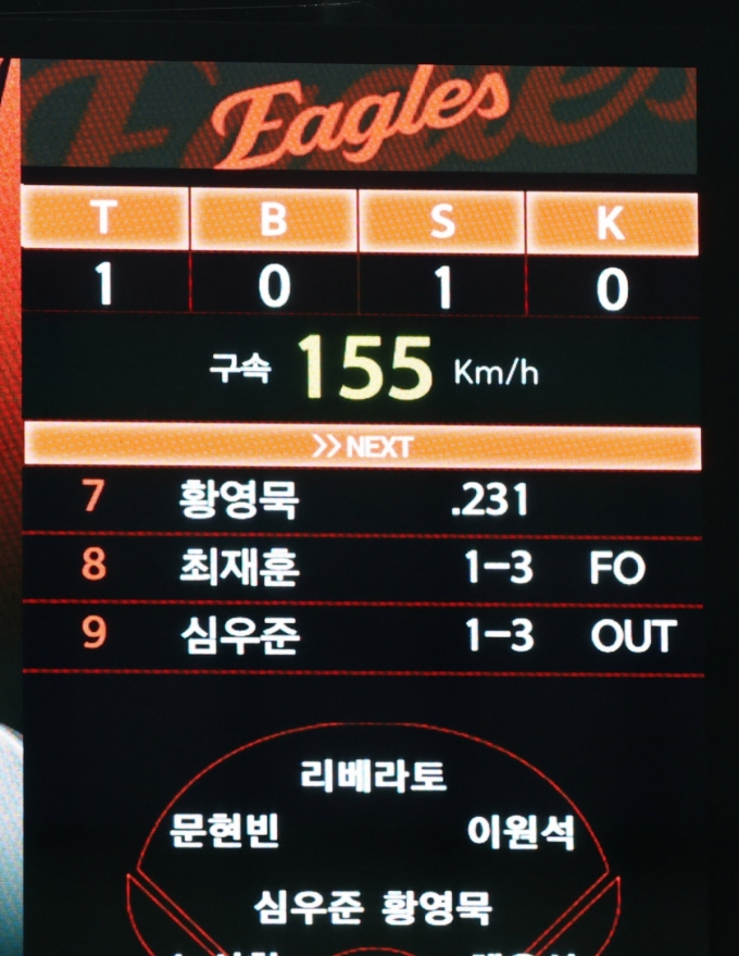 [포토] 김서현, 초구에 155km - 머니투데이