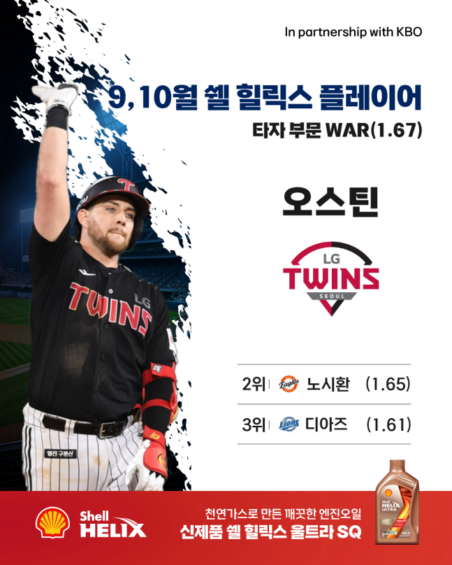 'ERA 1위' 두산 잭로그-'최다 안타' LG 오스틴, KBO 9-10월 '쉘힐릭스플레이어' 선정 - 머니투데이