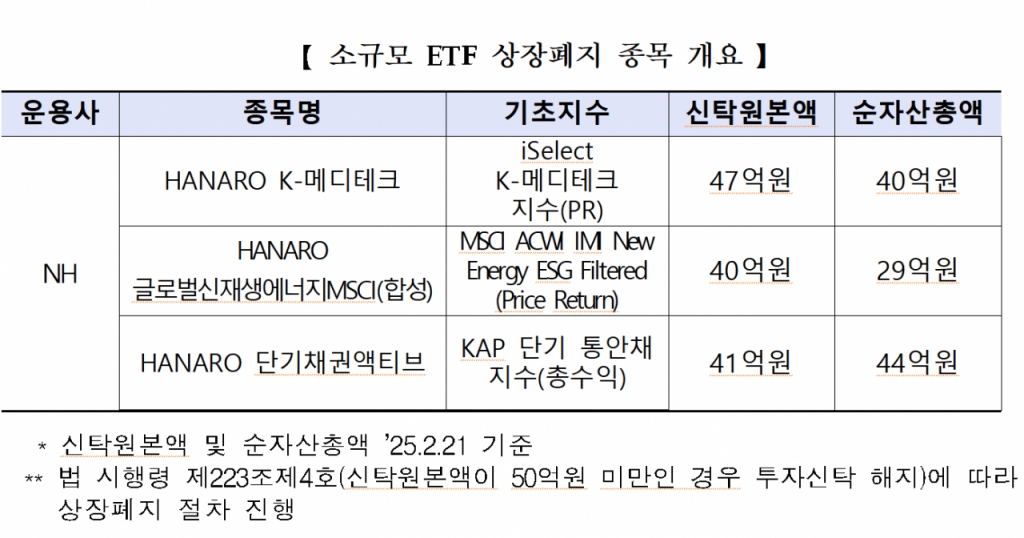 'HANARO K-메디테크' 등 NH아문디 ETF 3종 상장폐지 - 머니투데이